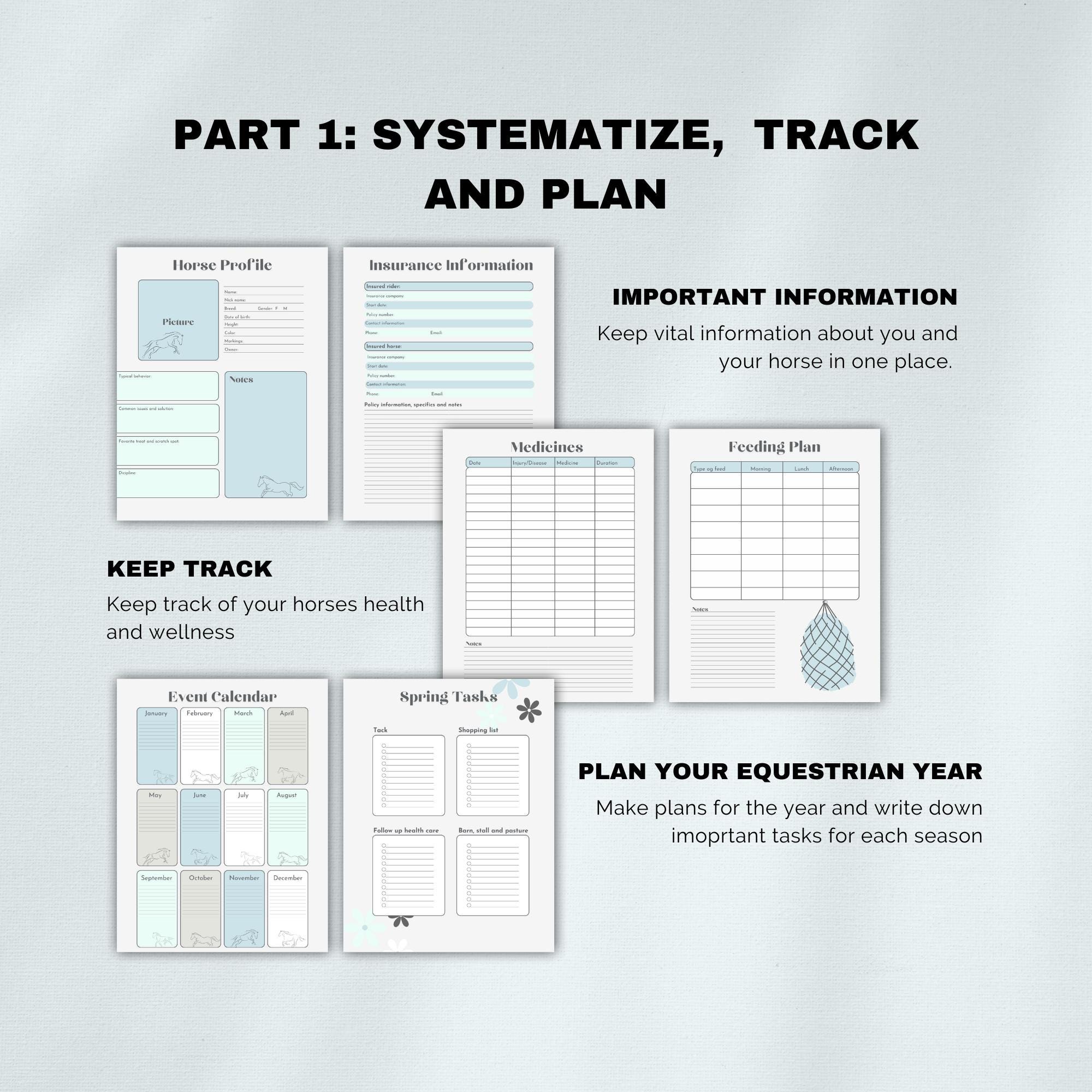 Equestrian Journal and Planner. Horse Training Log, Horse Health ...
