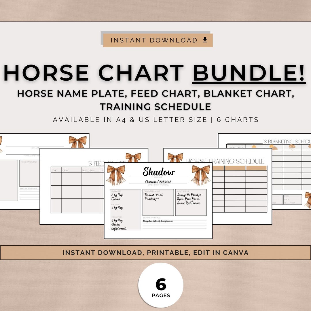 Horse Chart Bundle, Stall Front Charts, Horse Name Plate, Blanket ...