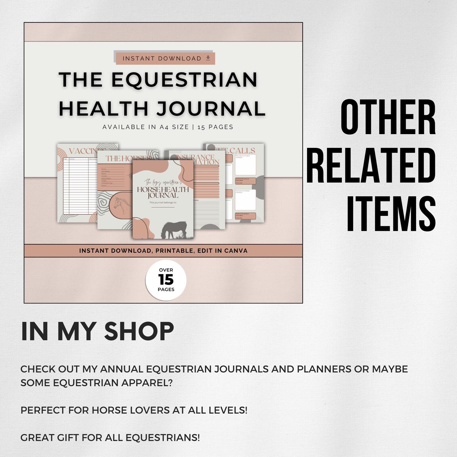Horse Riding Journal: Training Log & Planner (digital Download) - Etsy