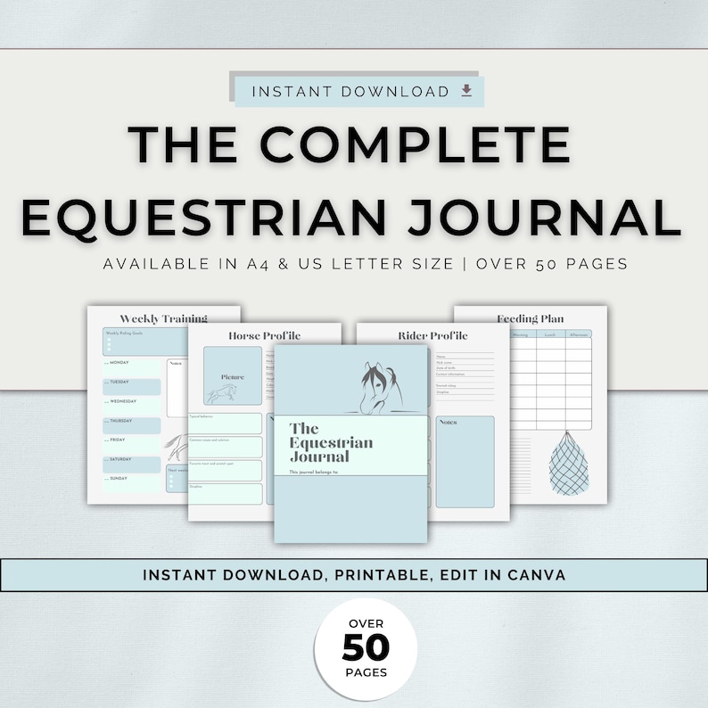 Equestrian Journal and Planner. Horse Training Log, Horse Health ...