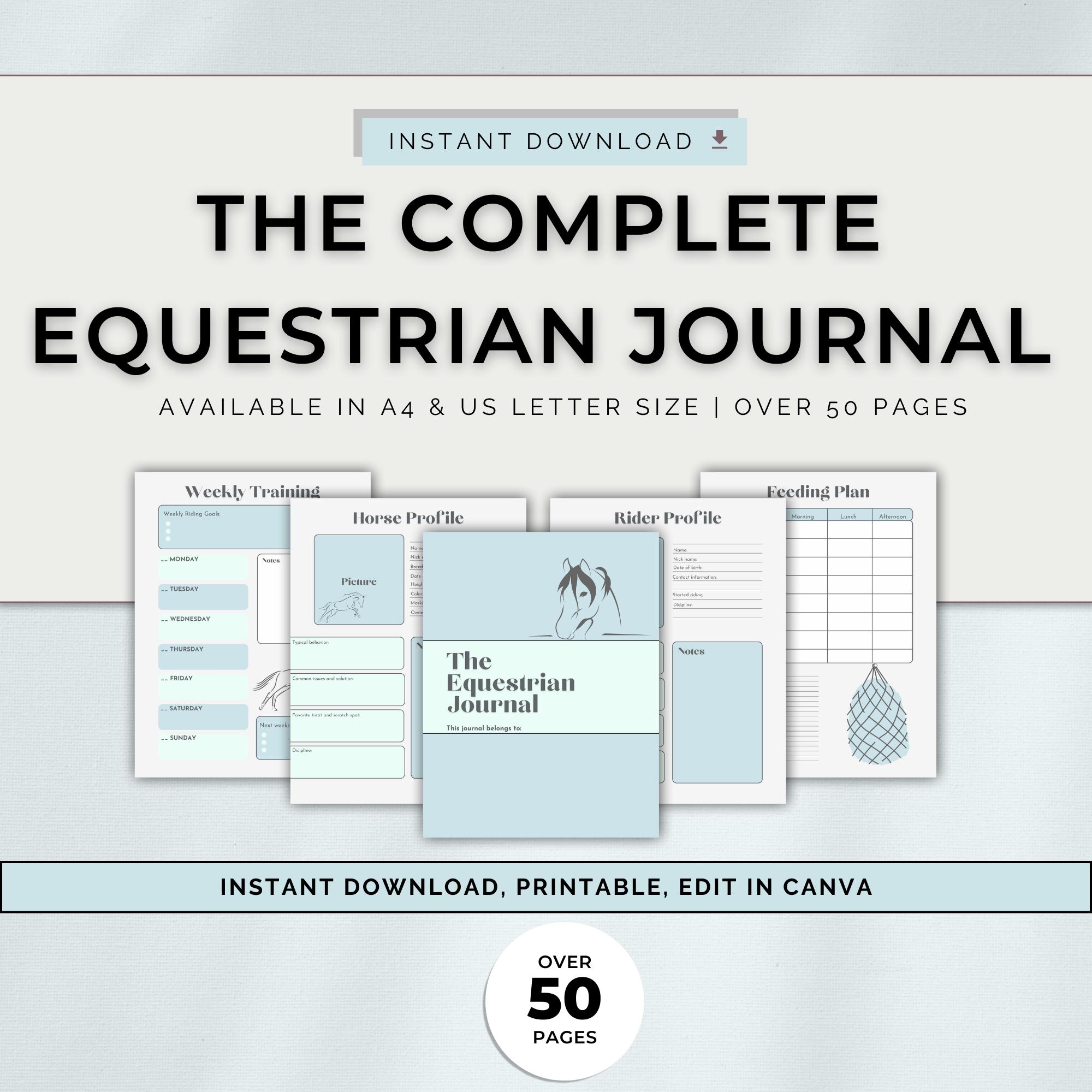 Equestrian Journal and Planner. Horse Training Log, Horse Health ...