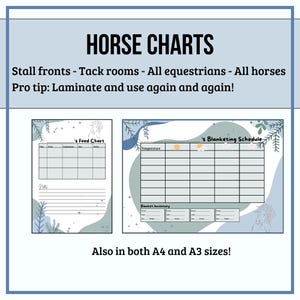 Horse Care Chart Bundle: Training, Feed & Blanket Schedules (canva ...