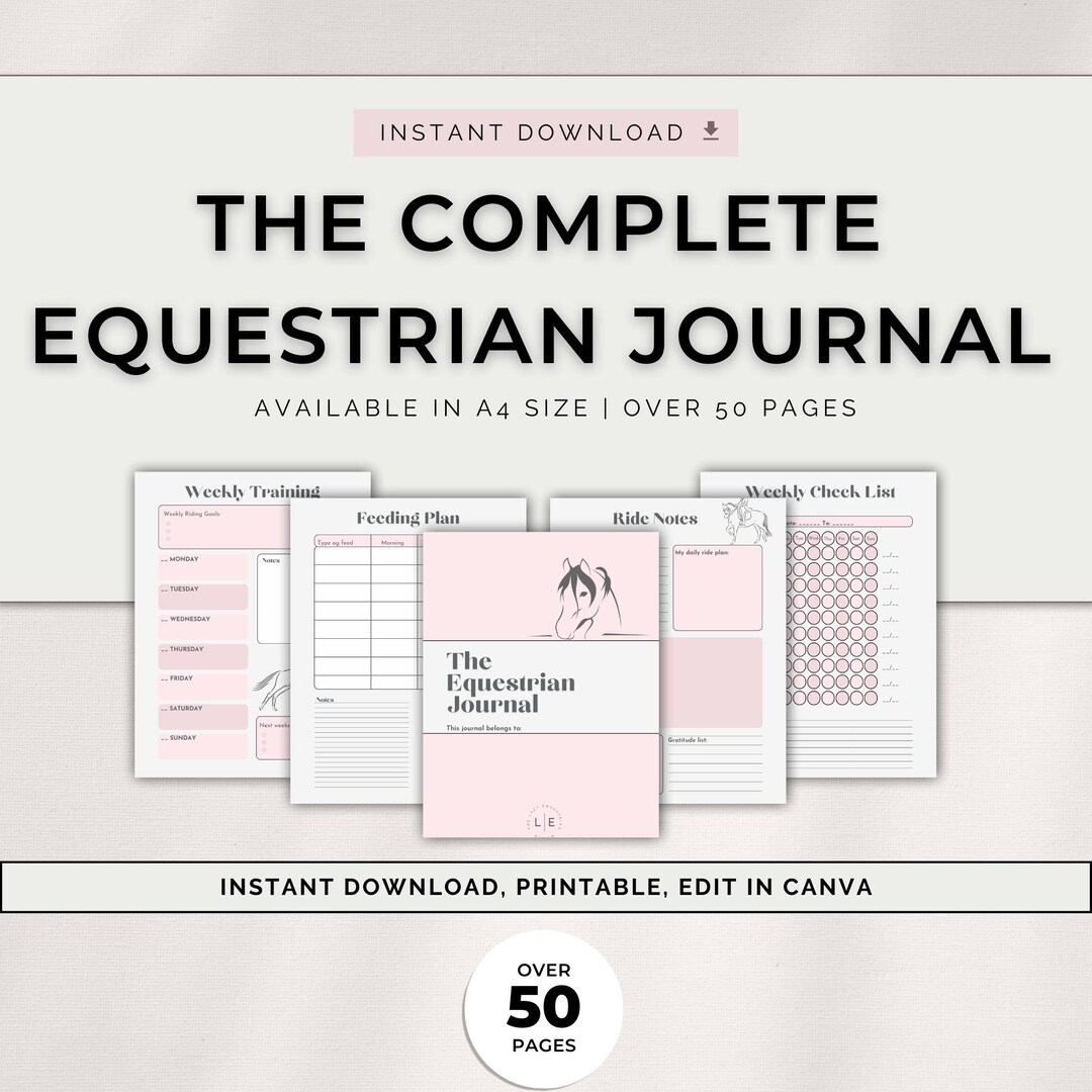 Equestrian Journal and Planner, Horse Training and Health Trackers (A4 ...
