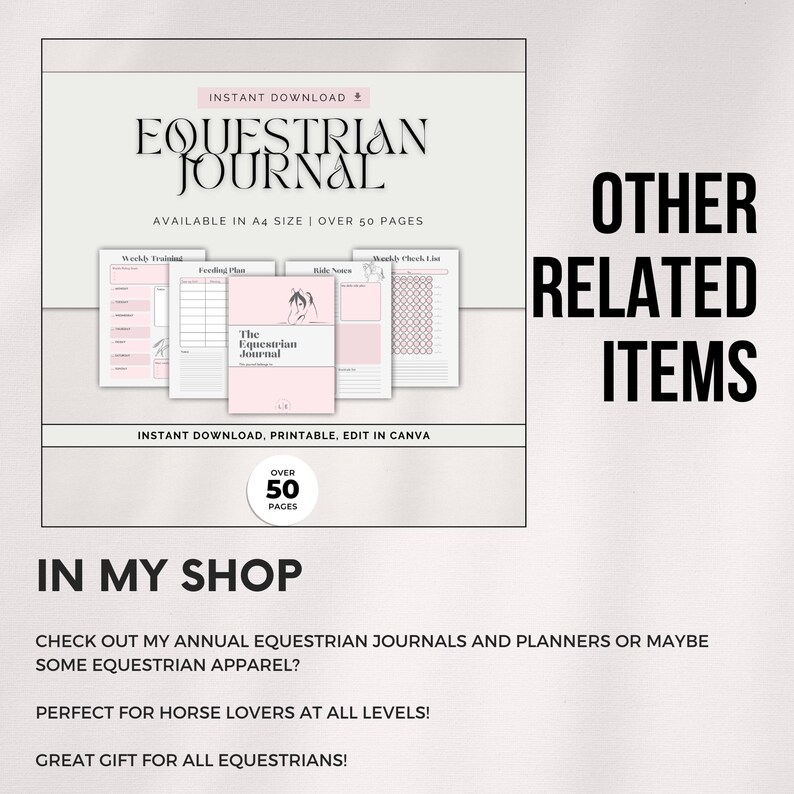 Horse Show Planner Bundle: Equestrian Event Journal (digital Download ...