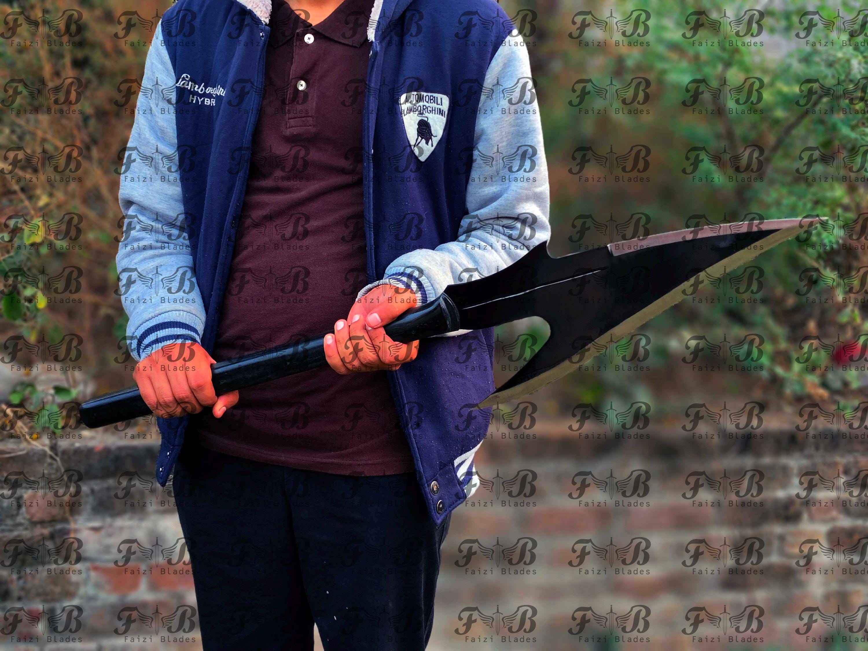 35" Inches Long Black Halberd D2 Steel Machete,easy Grip Handle With ...