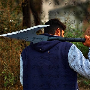 35" Inches Long Black Halberd D2 Steel Machete,easy Grip Handle With ...