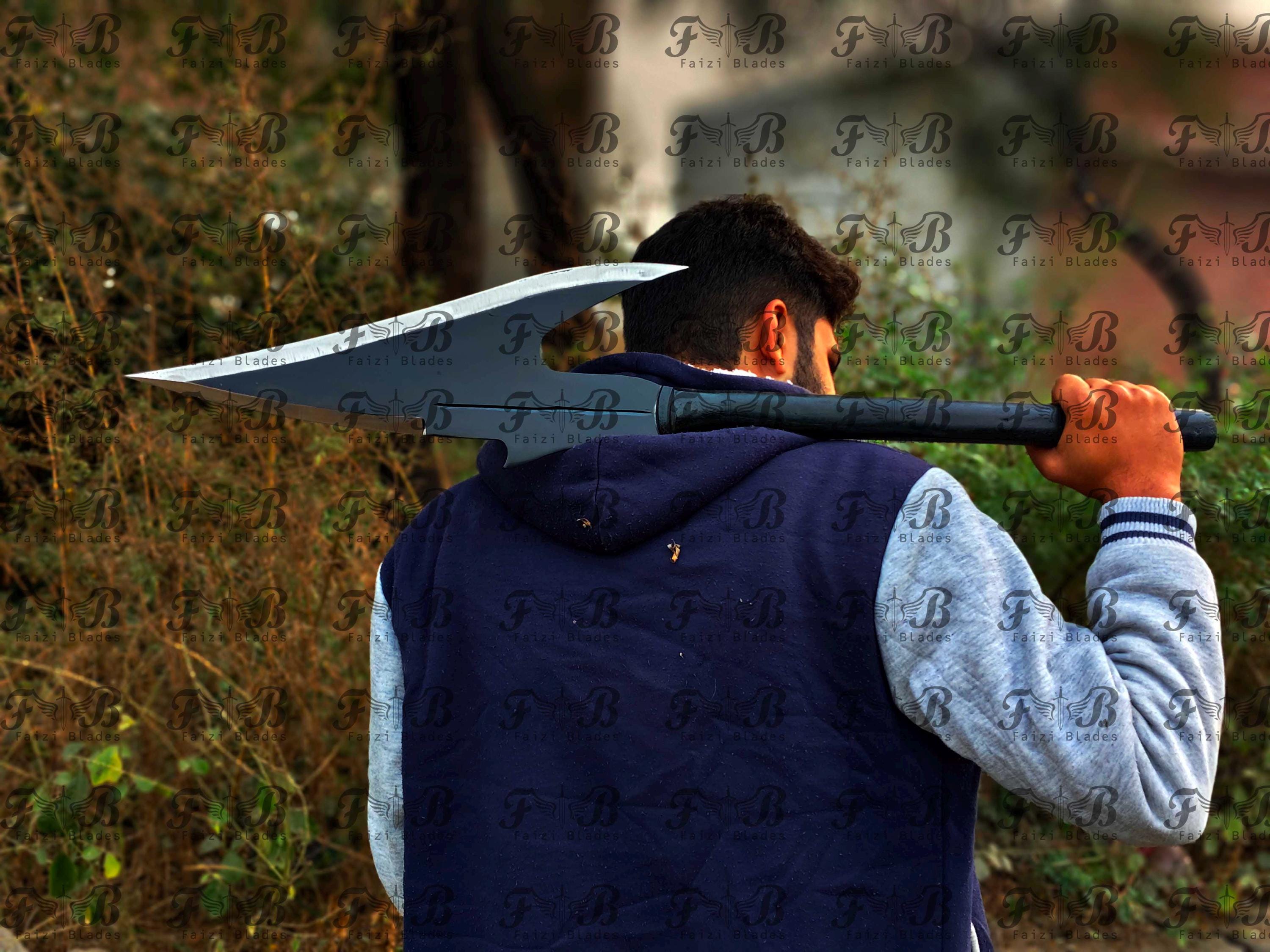 35" Inches Long Black Halberd D2 Steel Machete,easy Grip Handle With ...