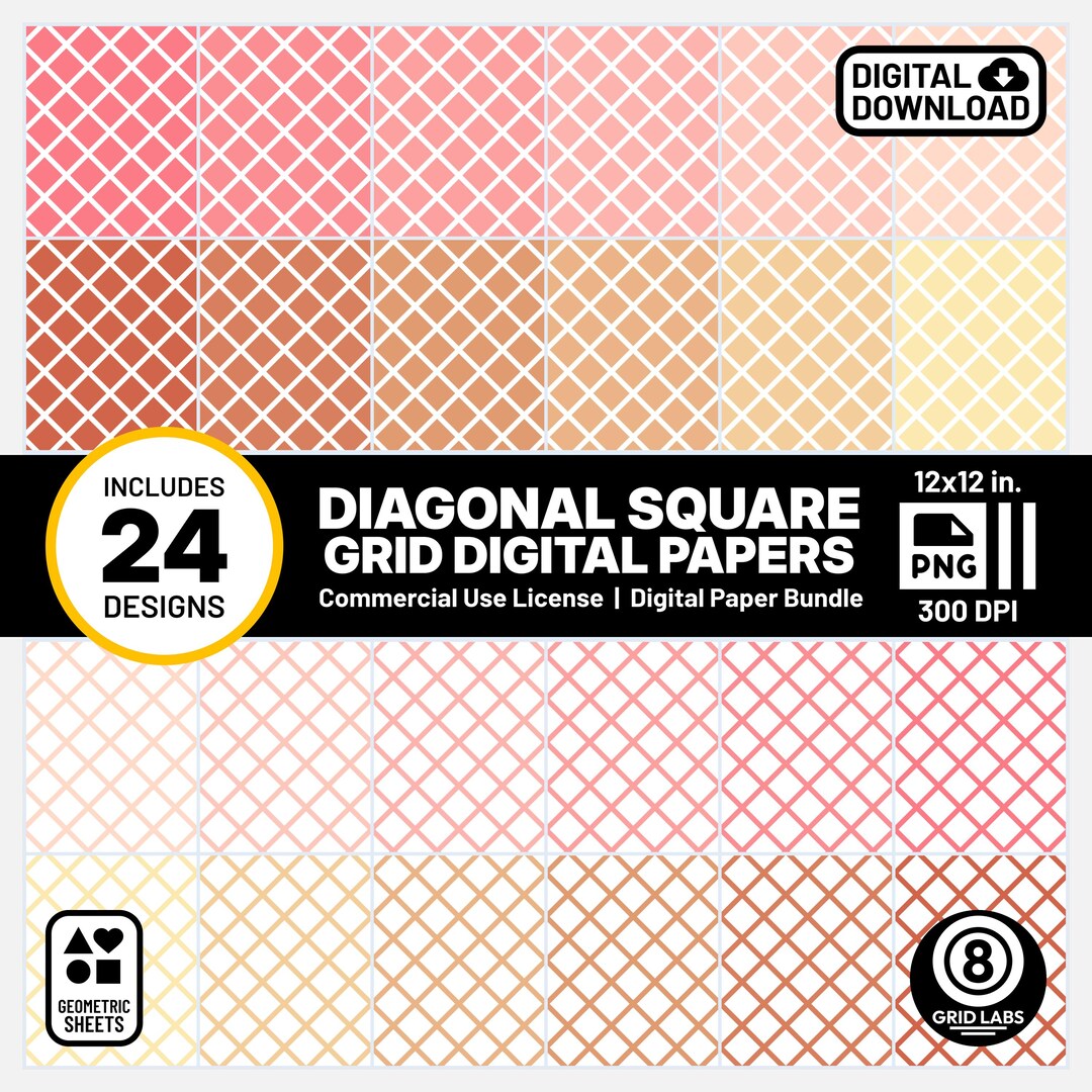 Peach Small Diagonal Square Grid Lines Pattern Digital Papers Pink ...
