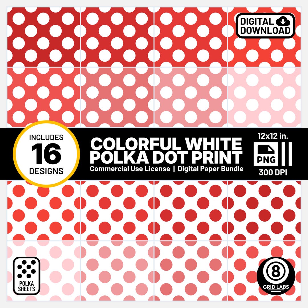 Small Red Polka Dot Seamless Digital Paper Patterns Bright White PNG ...