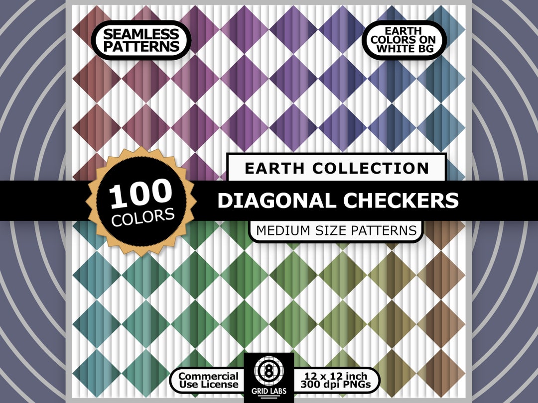 Earth Rainbow Medium Diagonal Checkers White Background Seamless ...