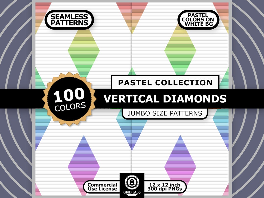Pastel Rainbow Jumbo Vertical Diamonds White Background Seamless ...