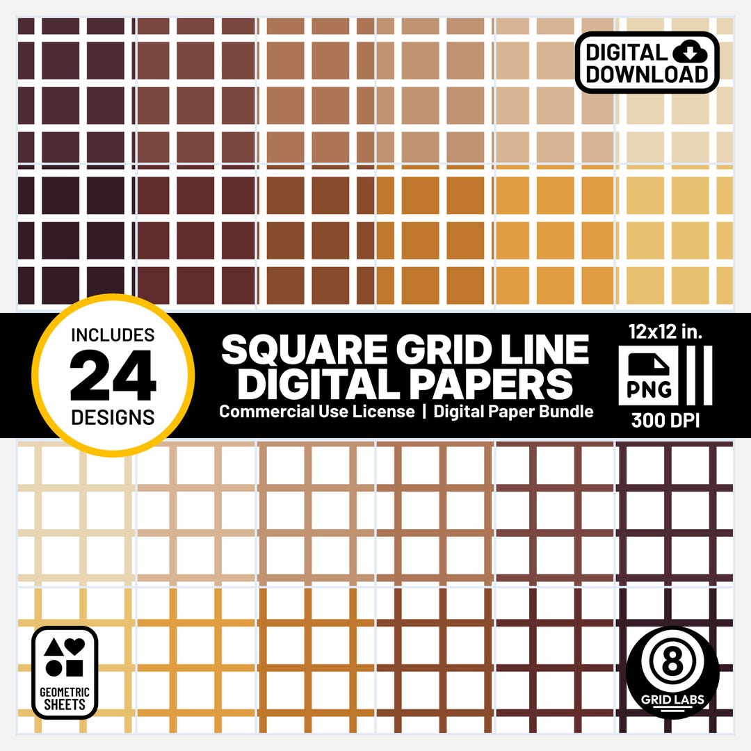 Smores Square Grid Lines Digital Papers Golden Brown Toasted ...