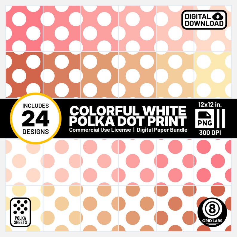 Peach Polka Dots Pink Digital Papers Seamless Spots PNG Scrapbooking ...