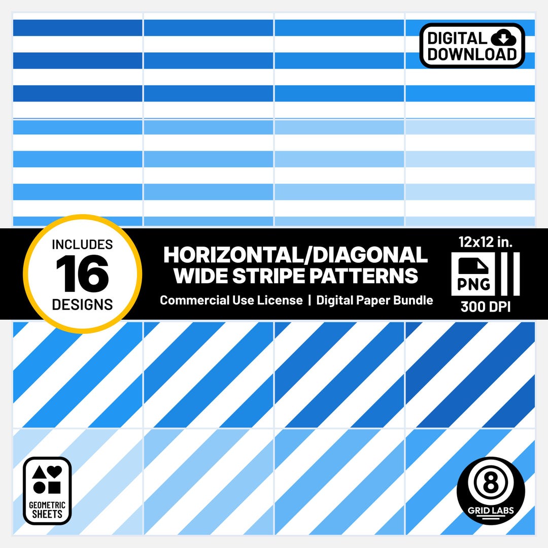 Blue Stripes Digital Paper Patterns Commercial Use PNG Image ...