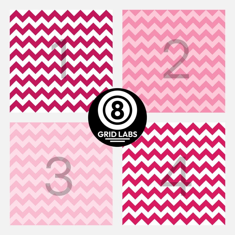 Bright Pink Chevrons Pattern Geometric Digital Paper Pack Palette KPA3 ...