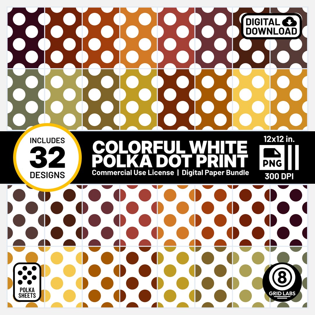 Small Fall Polka Dots Digital Papers Autumn Seamless Scrapbook Patterns ...