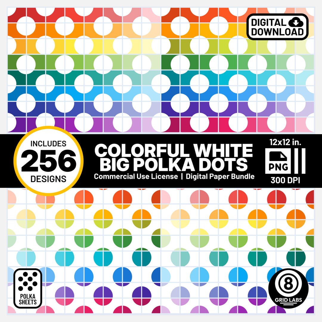 Rainbow Polka Dot Variety Megabundle Digital Paper Patterns Pack ...