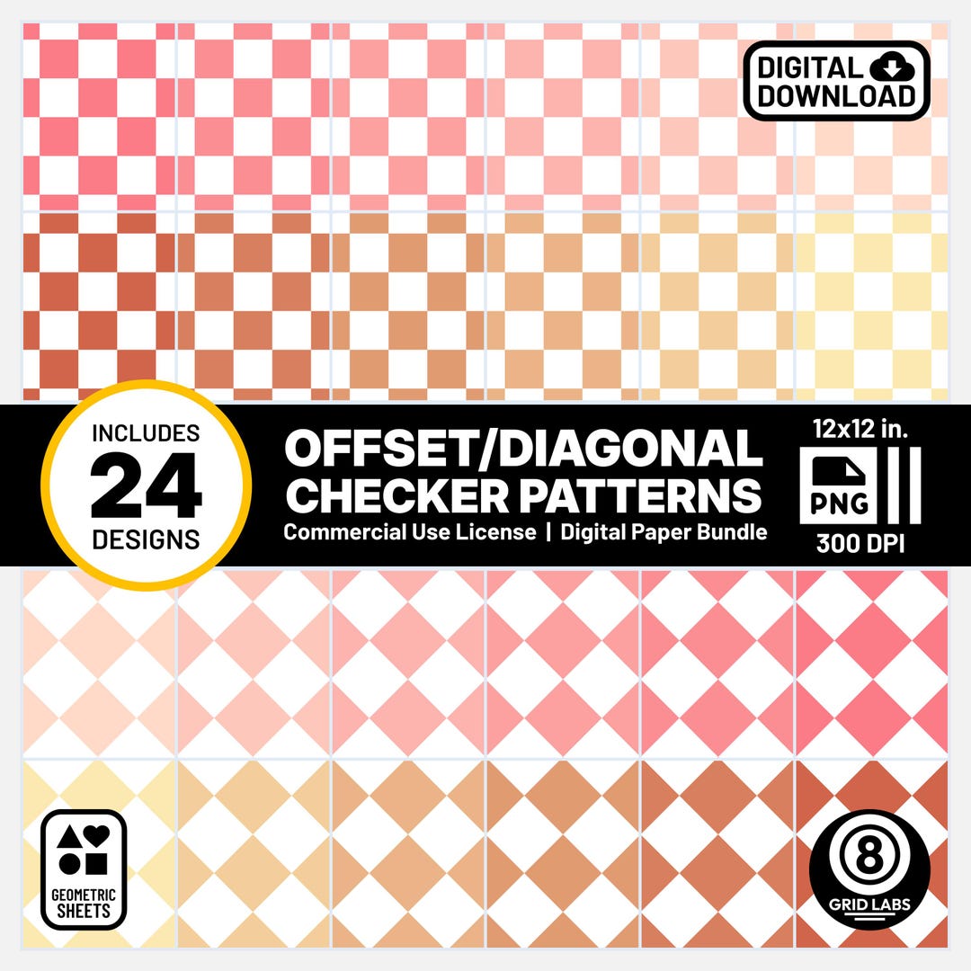 Peach Small Checkers Digital Papers Seamless Check Summer Peachy Pink ...