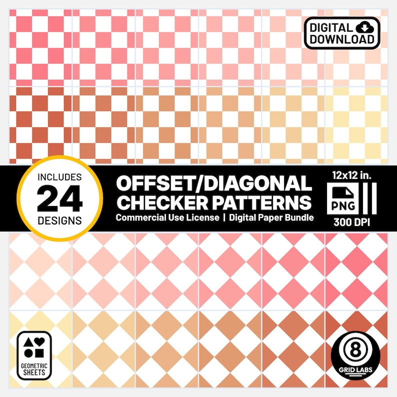 Peach Small Checkers Digital Papers Seamless Check Summer Peachy Pink ...