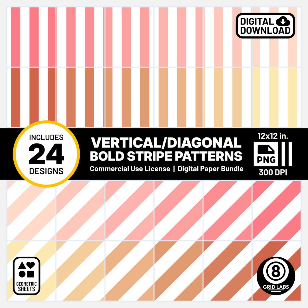 Peach Stripes Pattern Digital Papers Peachy Pink Vertical Diagonal ...