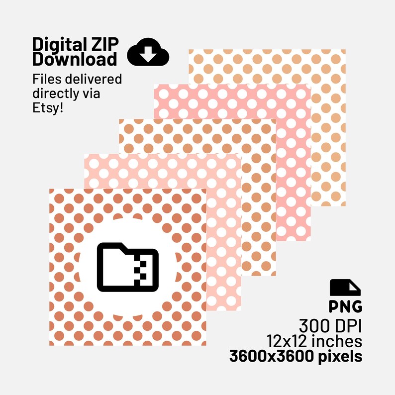 Peach Polka Dots Pink Digital Papers Seamless Spots PNG Scrapbooking ...