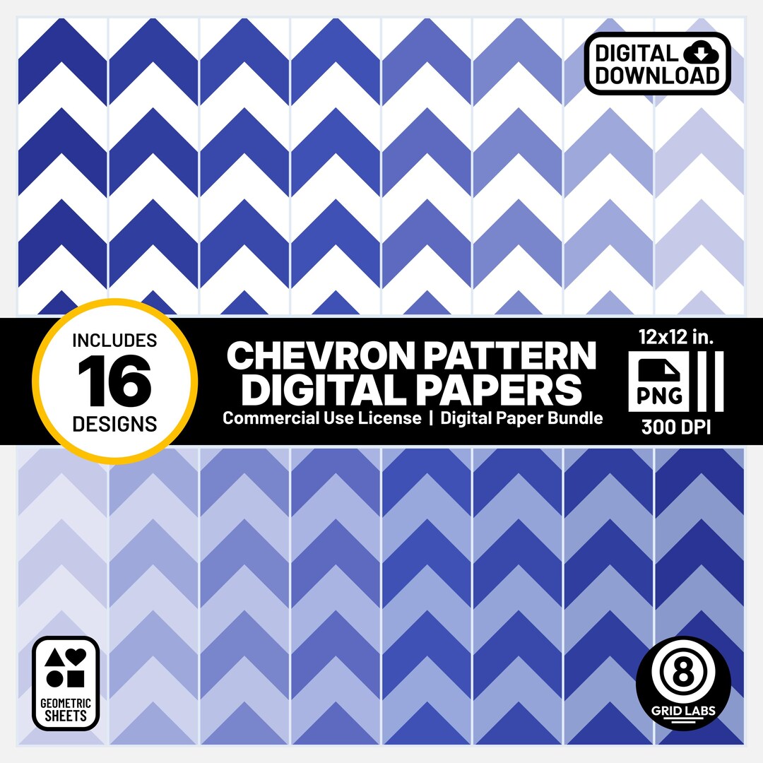 Dark Blue Chevron Stripes Pattern Geometric Digital Papers Bright ...