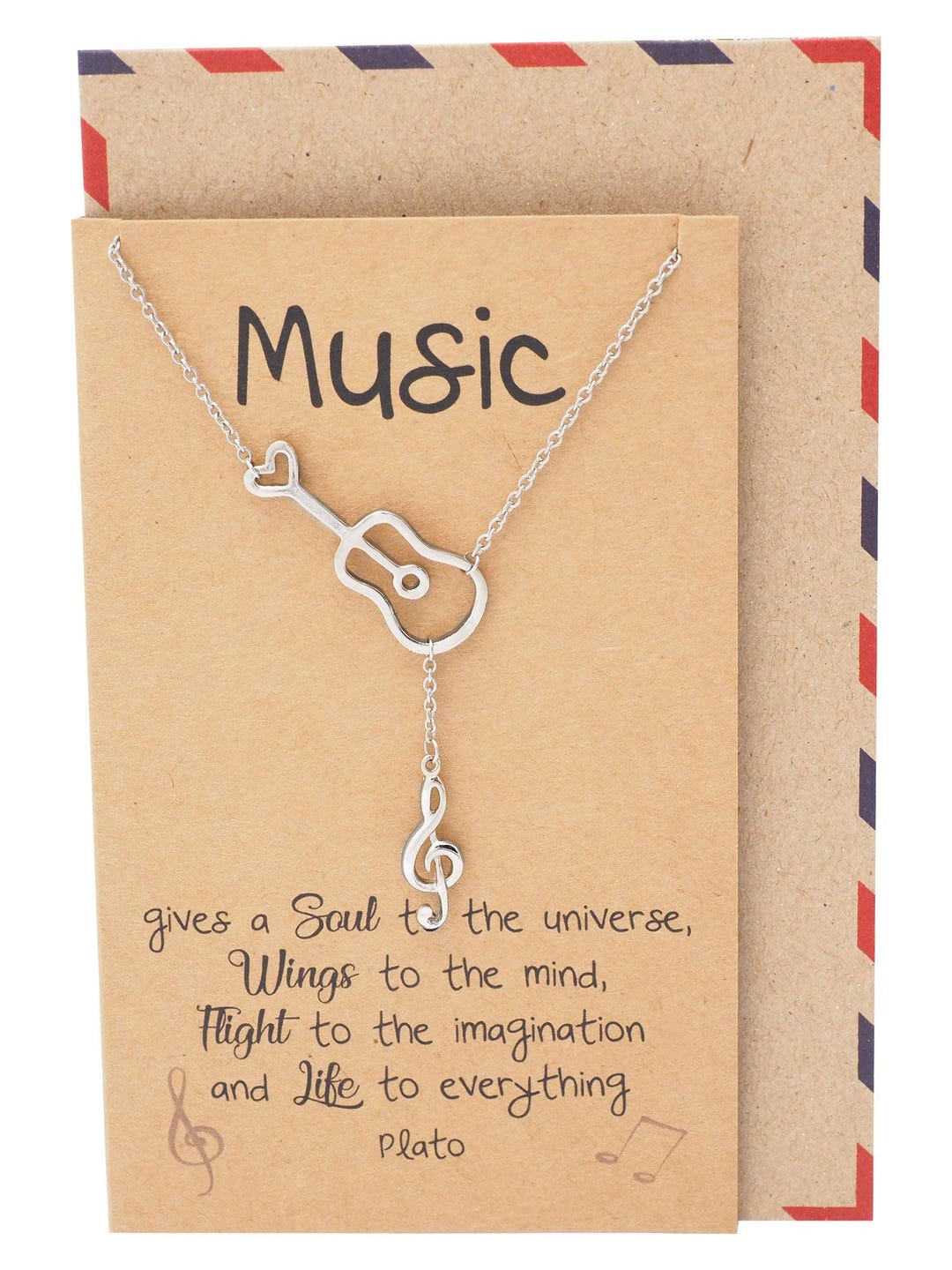 Cattleya Guitar Music Note Necklace With Treble Pendant, Gifts for ...