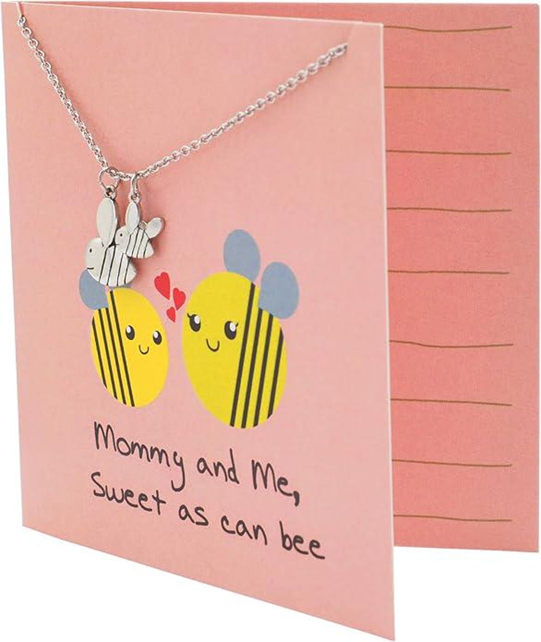 Dainty Bee Pendant Necklace, Mother & Child, Stainless Steel - Etsy