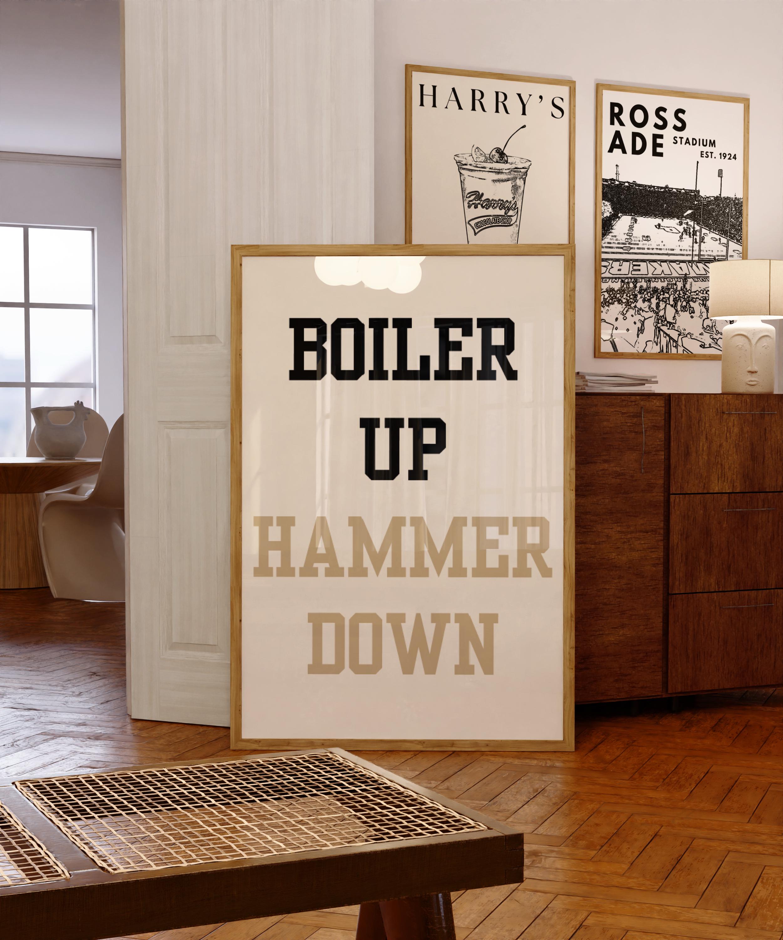 Boiler up Hammer Down Purdue Print Apartment Purdue Wall Art Purdue ...