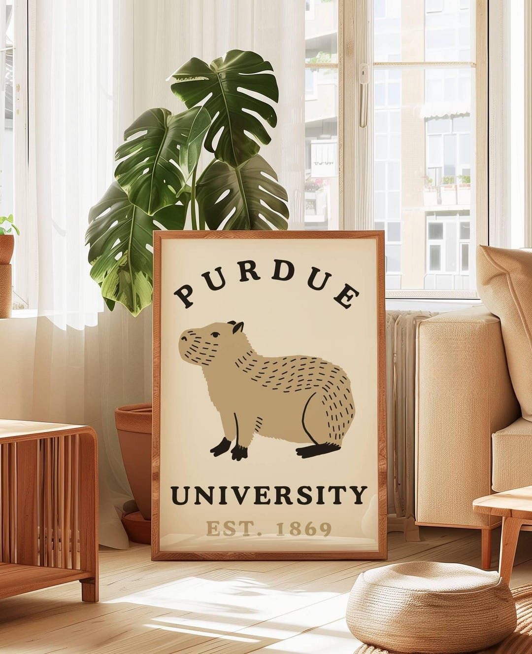 Purdue University Capybara Print Apartment Purdue Wall Art Purdue Home ...