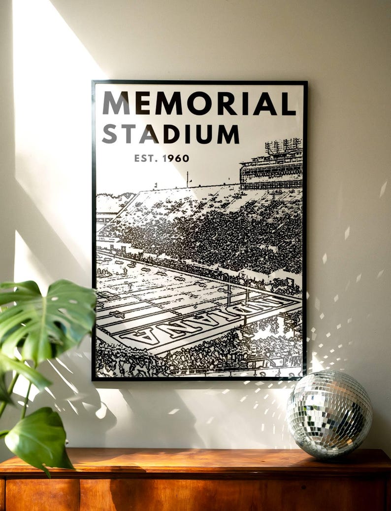 Indiana University Memorial Stadium Print Iu Football Fan Gift Hoosier