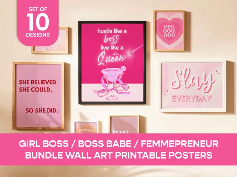 Boss Babe Girl Boss Women CEO Pink Peach Office Room Wall Art Poster ...