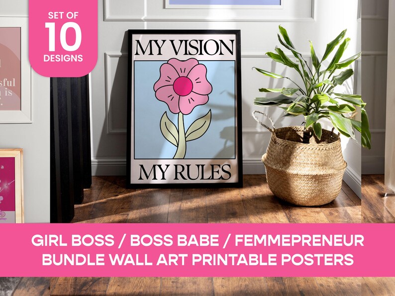 Boss Babe Girl Boss Women CEO Pink Peach Office Room Wall Art Poster ...