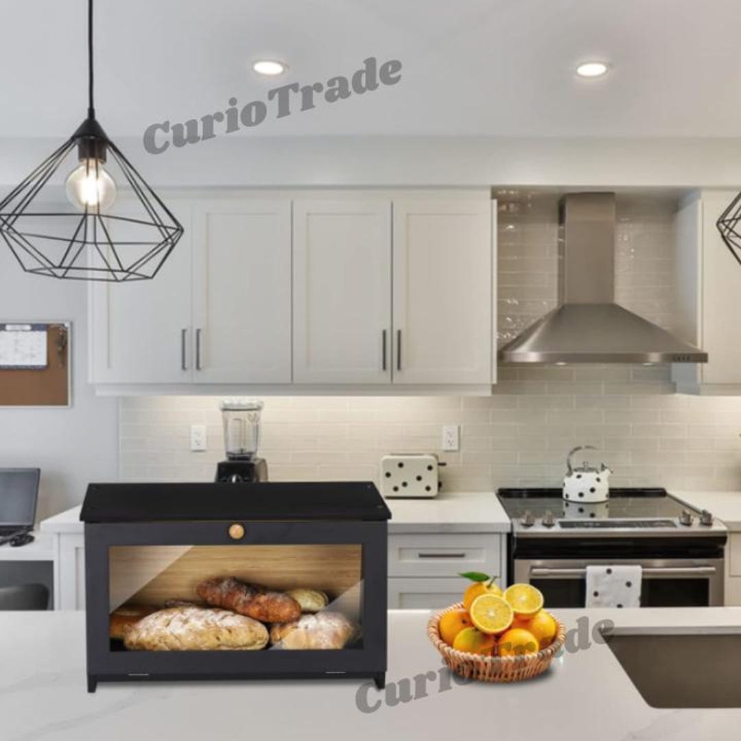 Wooden Large Bread Container for Under Cabinet | Snack Box | Kitchen ...