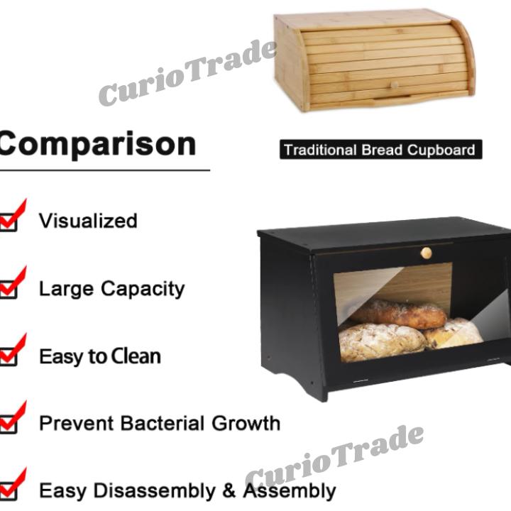 Wooden Large Bread Container for Under Cabinet | Snack Box | Kitchen Storage | Corner Bread Box ...