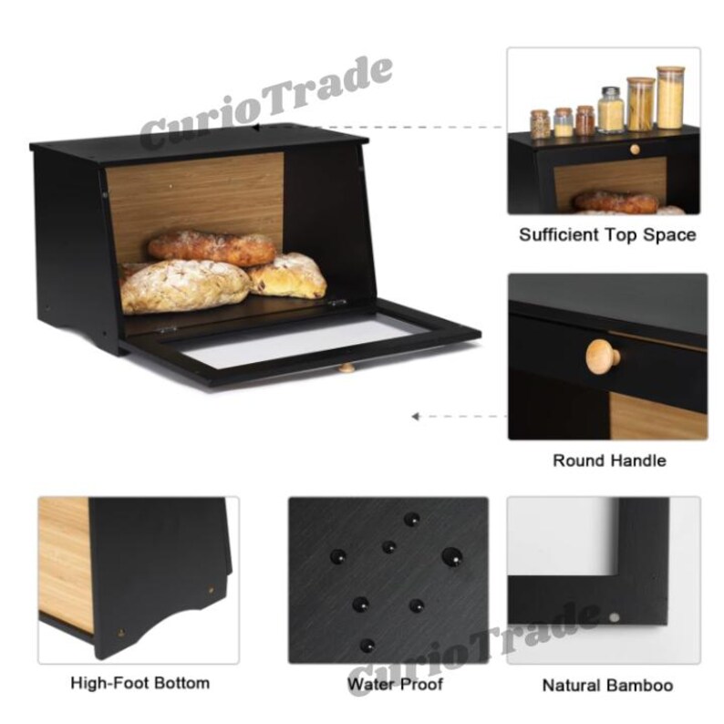 Wooden Large Bread Container for Under Cabinet | Snack Box | Kitchen ...