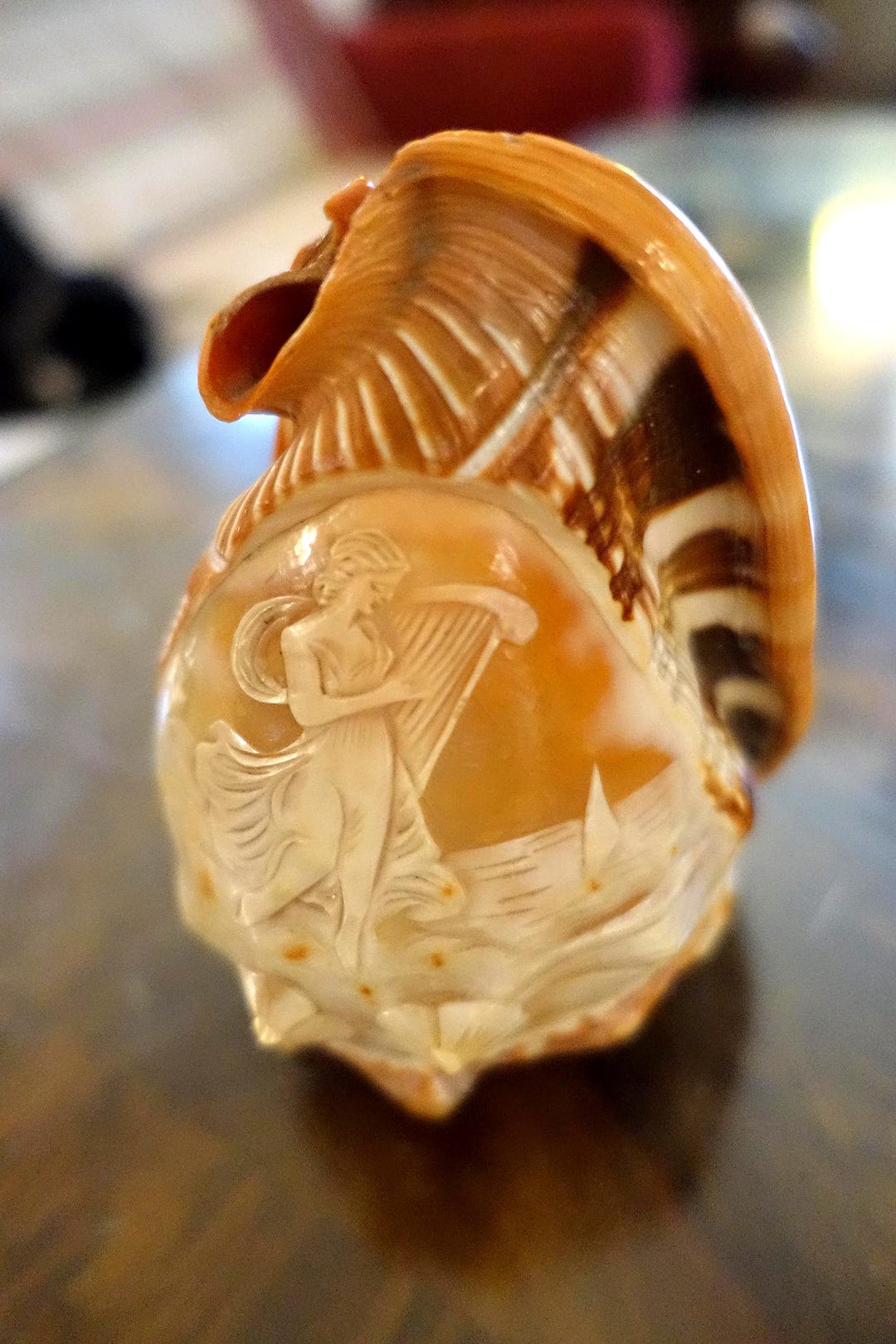 Engraved Shell Carved Art Nouveau Woman With Lyre - Etsy