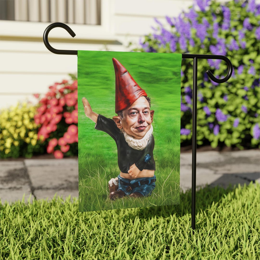 Naughty Garden Gnome Elon Garden Flag - Anti-maga, Anti Trump Funny ...