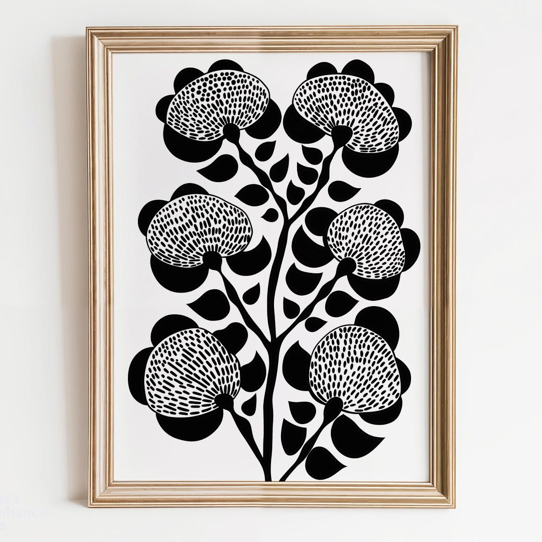 SVALFLOR Nordic Style Linocut-inspired Wall Art Minimalist Black and ...