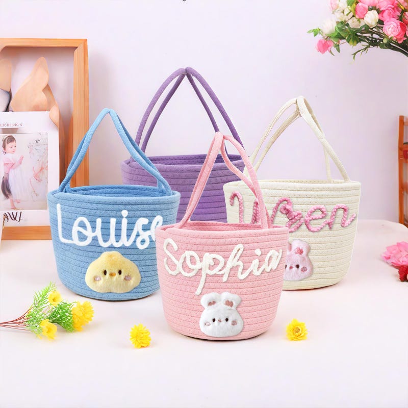 Embroidered Rope Baskets - Etsy