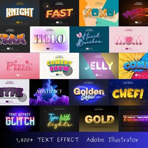 1800 Illustrator Text Styles & Effects Editable 3D Vector Designs ...