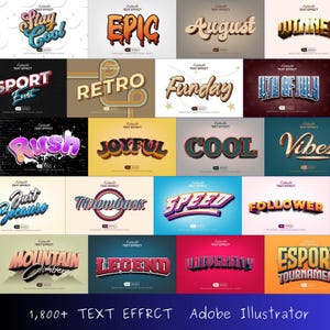 1800 Illustrator Text Styles & Effects Editable 3D Vector Designs ...