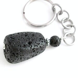 Black Lava Rock Key Chain Gift for Men Basalt Stone Key - Etsy