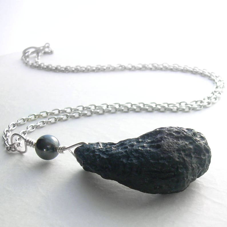 Hematite & Tektite Pendant Black Meteorite Outer Space | Etsy