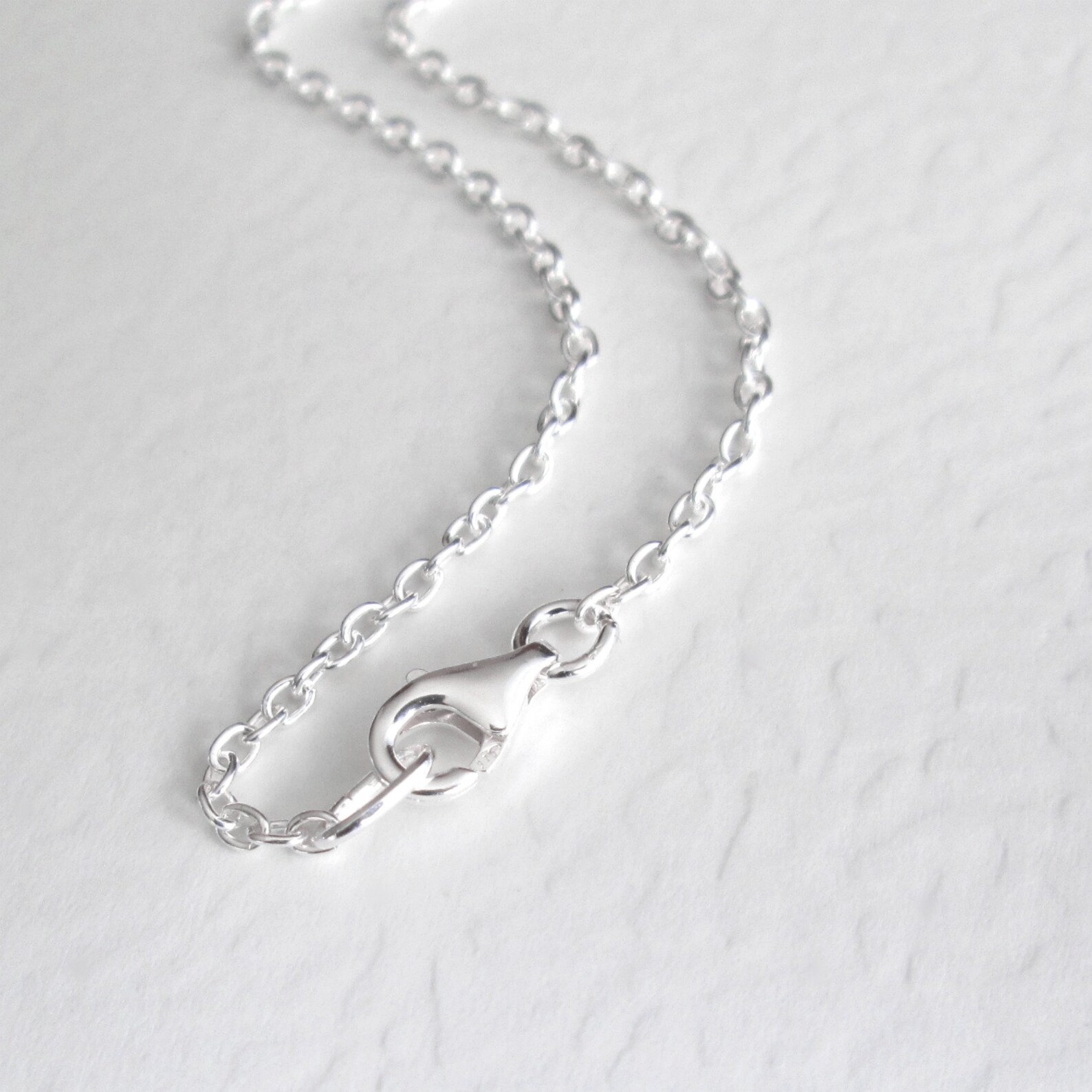 Sterling Silver Chain Necklace, Plain Solid Silver Cable Chain - Etsy