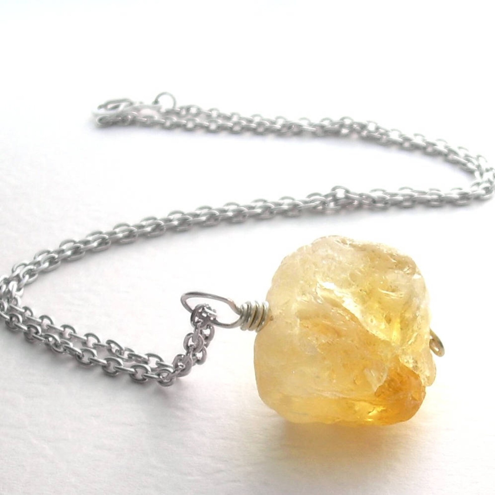 Raw Citrine Necklace Natural Stone Jewelry November - Etsy