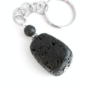 Black Lava Rock Key Chain Gift for Men Basalt Stone Key - Etsy