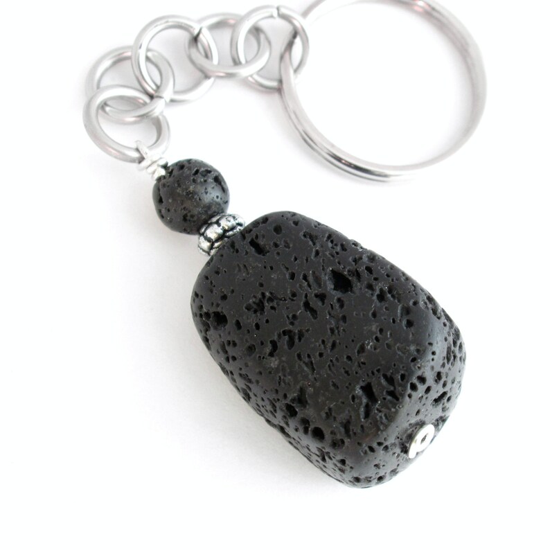 Black Lava Rock Key Chain Gift for Men Basalt Stone Key - Etsy