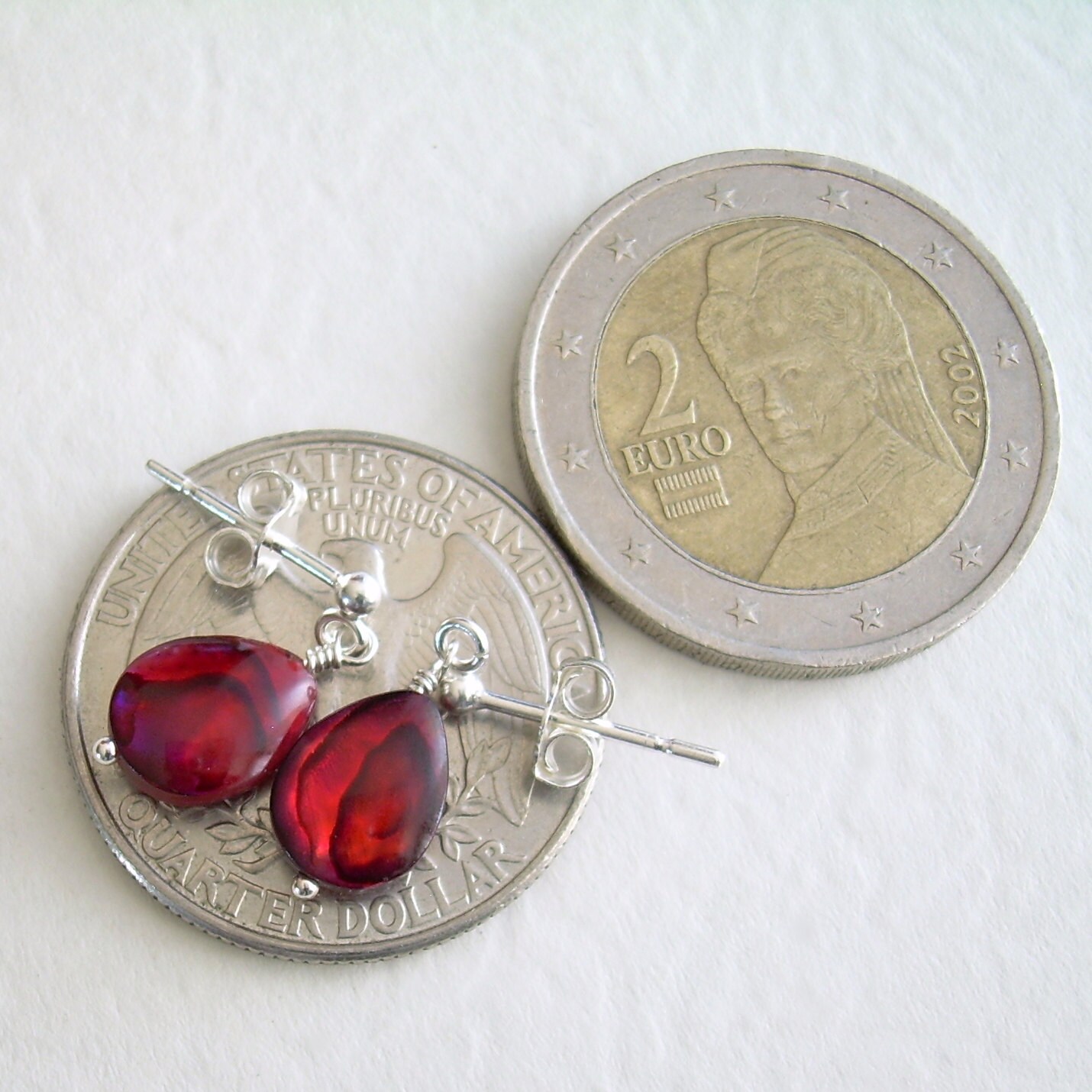 Red Paua Earrings Ruby Abalone Shell Jewelry Sterling Silver | Etsy