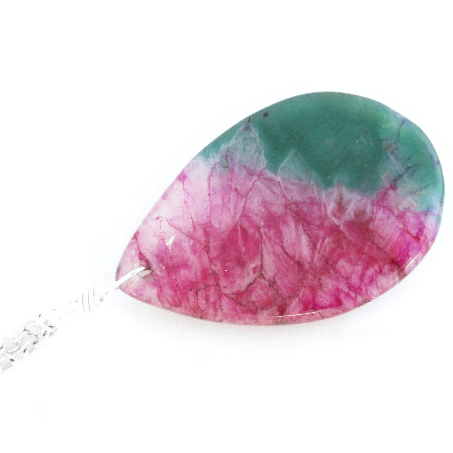 Watermelon Agate Geode Pendant Unique Pink & Green Stone | Etsy UK